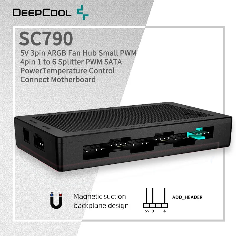DeepCool-Magnetic-Atra-o-Hub-pequeno-2-em-1-PWM-Splitter-SATA-Power ...