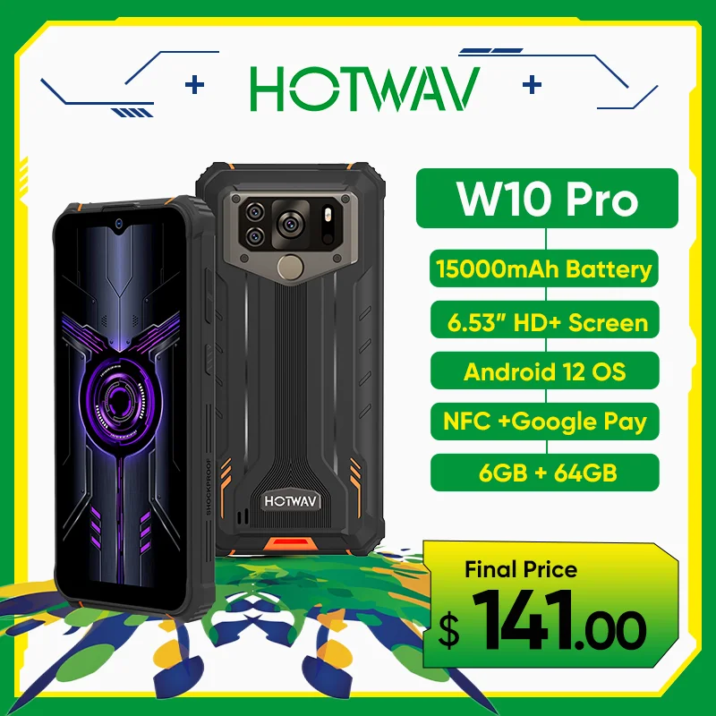 Hotwav teléfono inteligente W10 Pro resistente, Smartphone con pantalla de 15000 pulgadas, 6GB ...