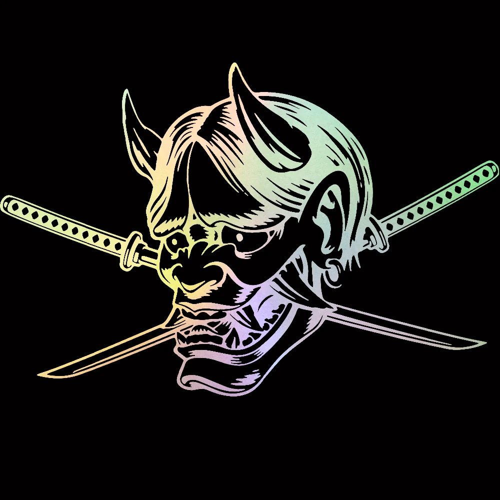 Oni Samurai Mask with Swords JDM Stickers for Car Decorative Car ...
