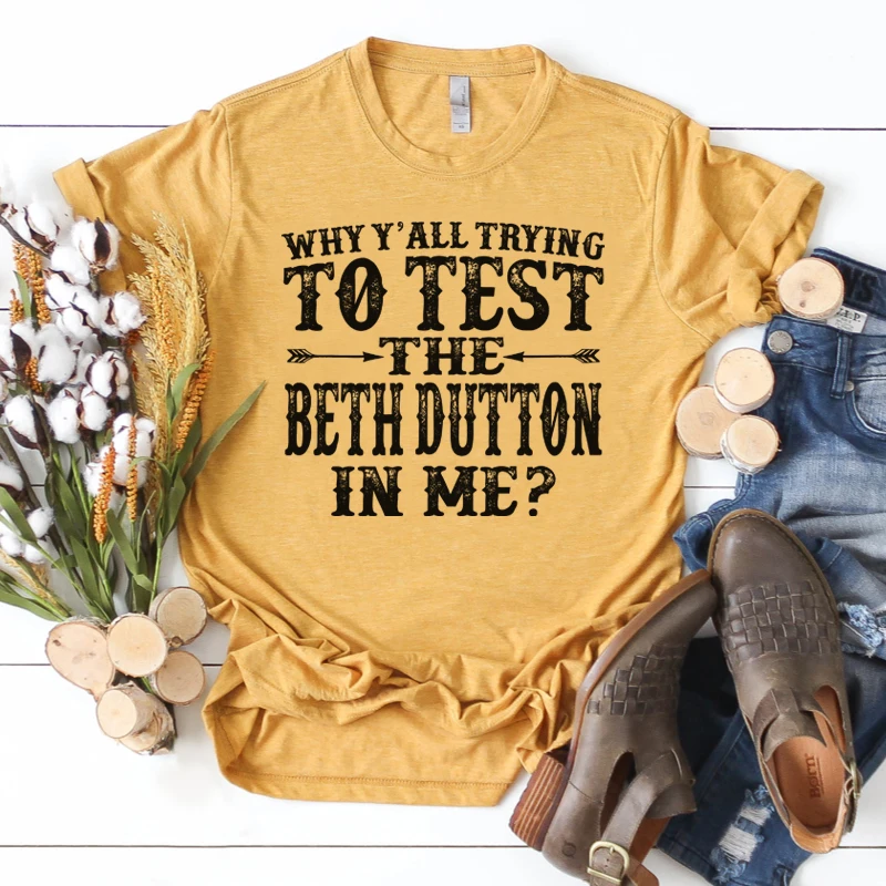 Beth-Dutton-Funny-Letter-Print-Graphic-T-Shirt-Women-Western-Country ...