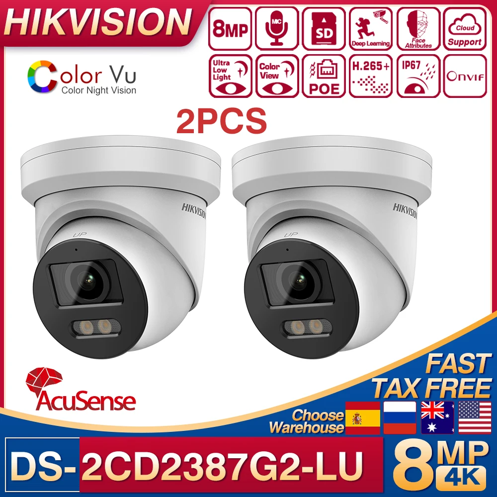 2PCS-Hikvision-8MP-ColorVu-AcuSense-IP-Camera-DS-2CD2387G2-LU-Built-in ...