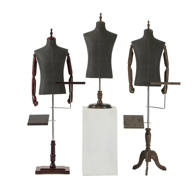 Showcase-Jacket-Dummy-Shop-Men-Mannequin-Wood-Flexible-Arms-Black-Linen ...