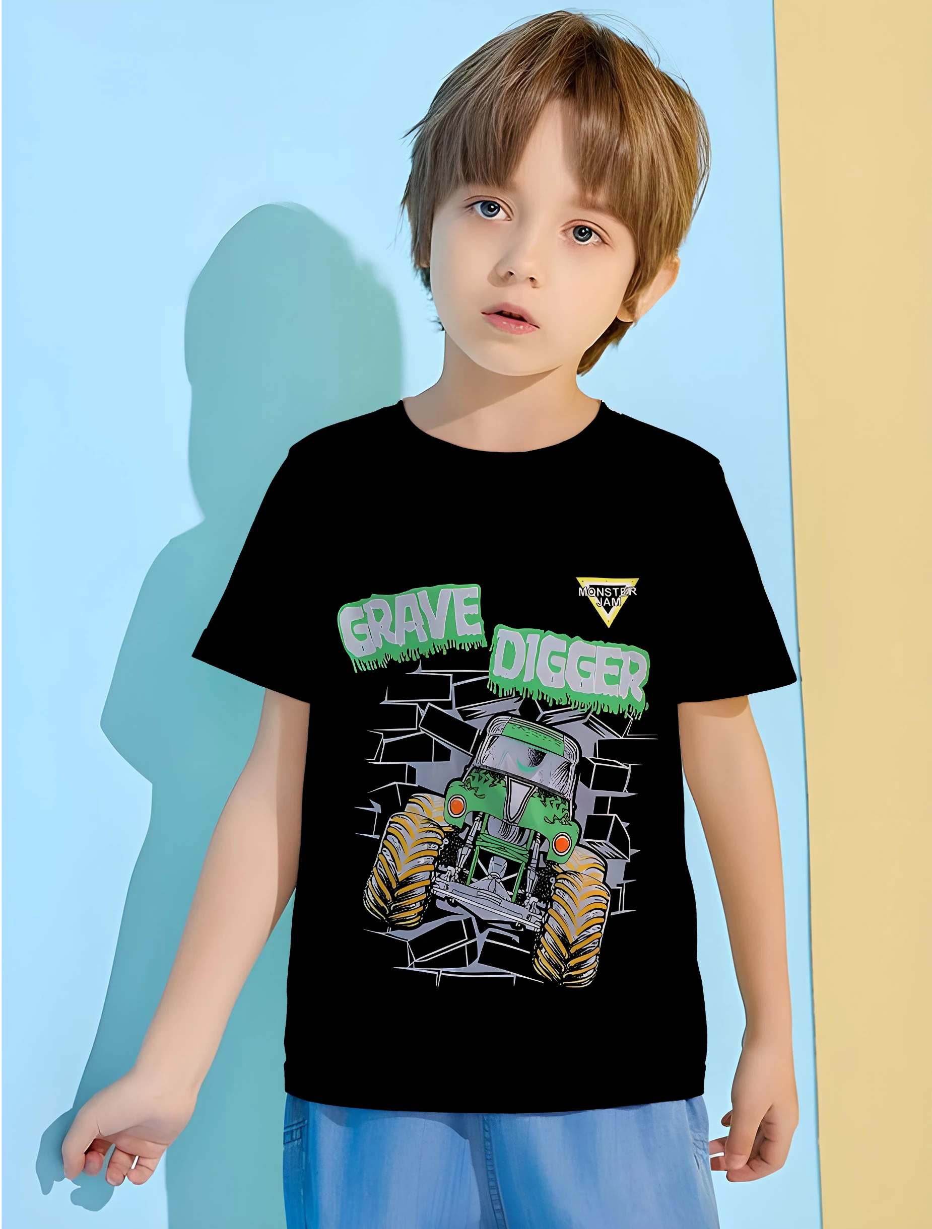 Grave-Digger-2024-Kids-Clothes-Children-Top-Shirts-Short-Sleeve-Hello ...