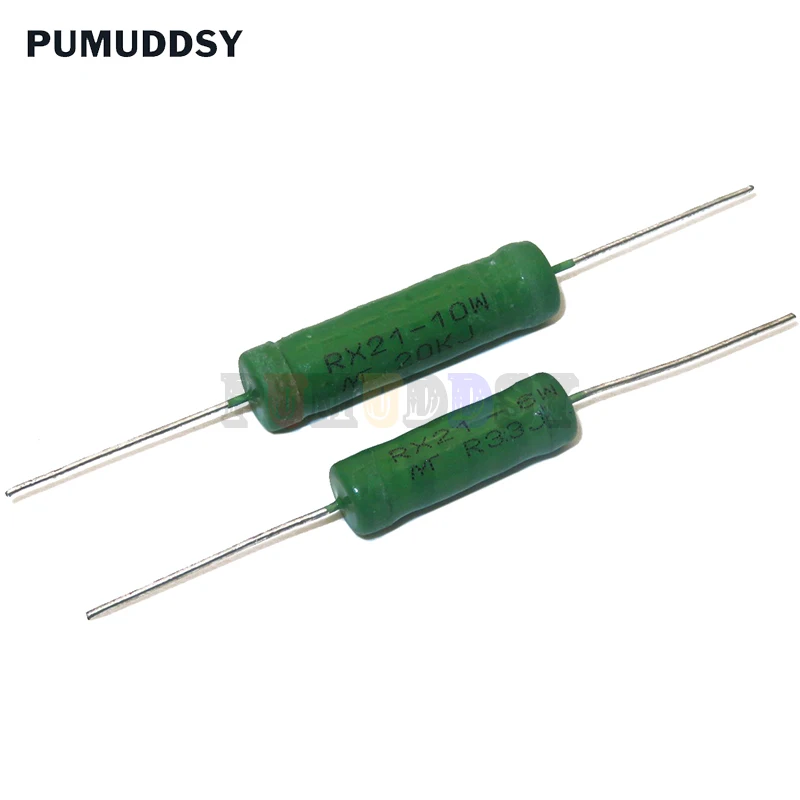 5PCS RX21 6w 10w Wire Wound Resistance 5% 1r 10r 100r 1k 10k 12k 15k ...