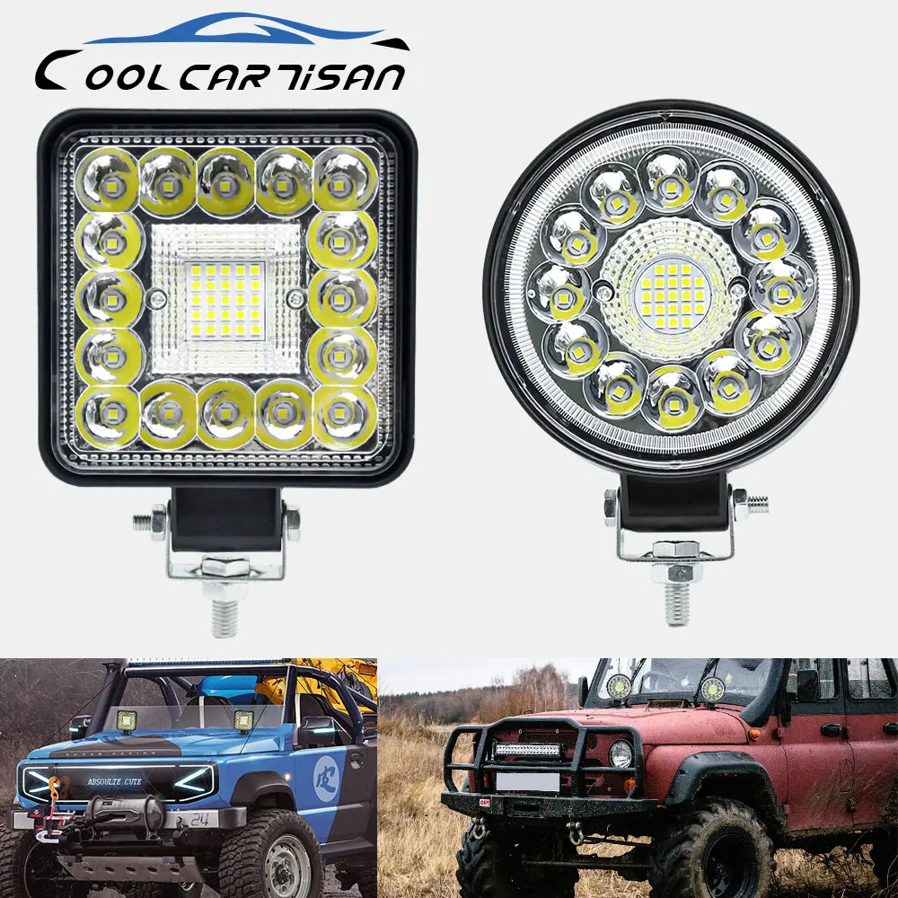 자동차 작업등 Led 조명 라운드 스퀘어 오프로드 Led 바 4 인치 스팟 플러드 안개등 12v 24v 오프로드