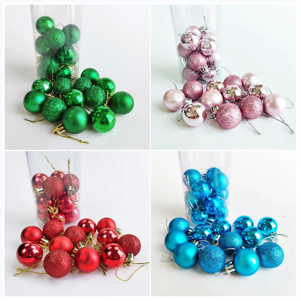 3Cm-24Pcs-Christmas-Ball-Ornament-Gold-Red-Green-Blue-Ball-Hanging ...