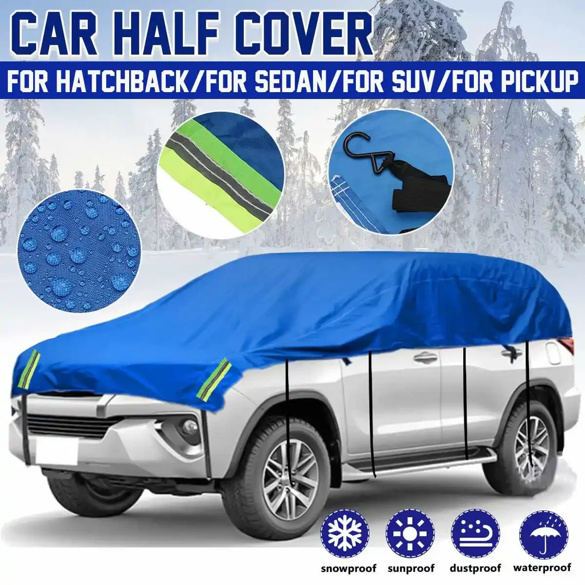 Car-Covers-Waterproof-Car-Half-Covers-Winter-Snow-Cover-Sun-Shade-Rain ...
