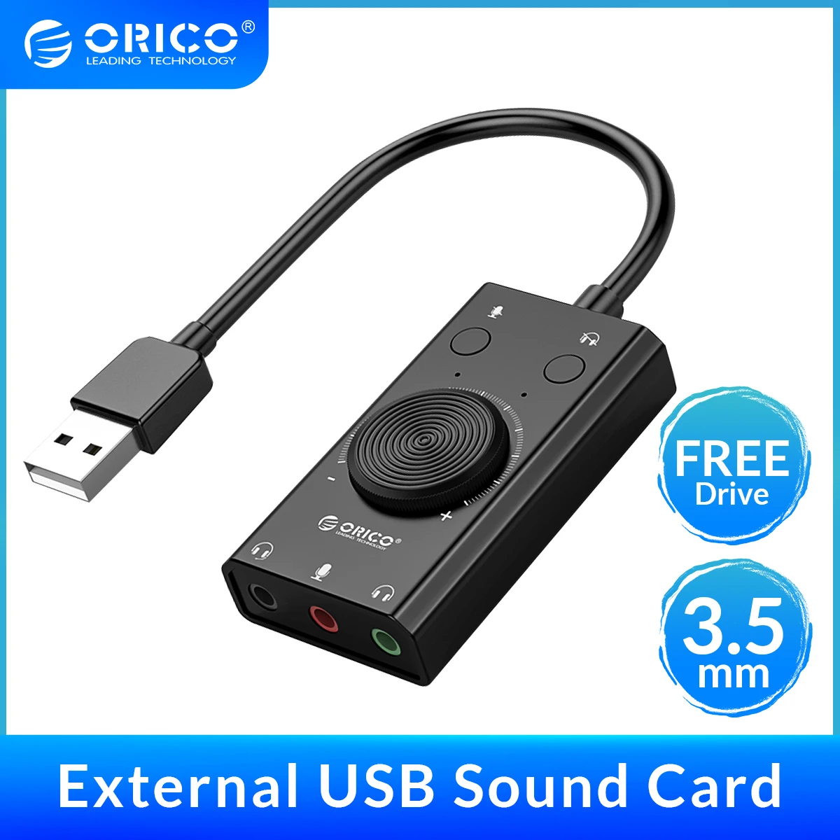 ORICO-External-Sound-Card-USB-to-3-5mm-Jack-Audio-Interface-Microphone ...
