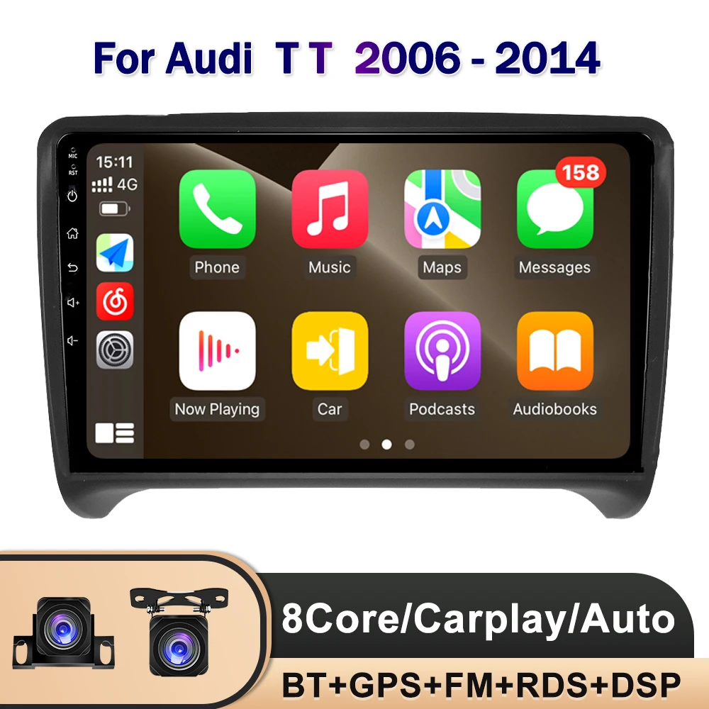 Android 13 For Audi TT MK2 8J 2006 - 2014 Car Radio Stereo Multimedia Video Player Navigation ...