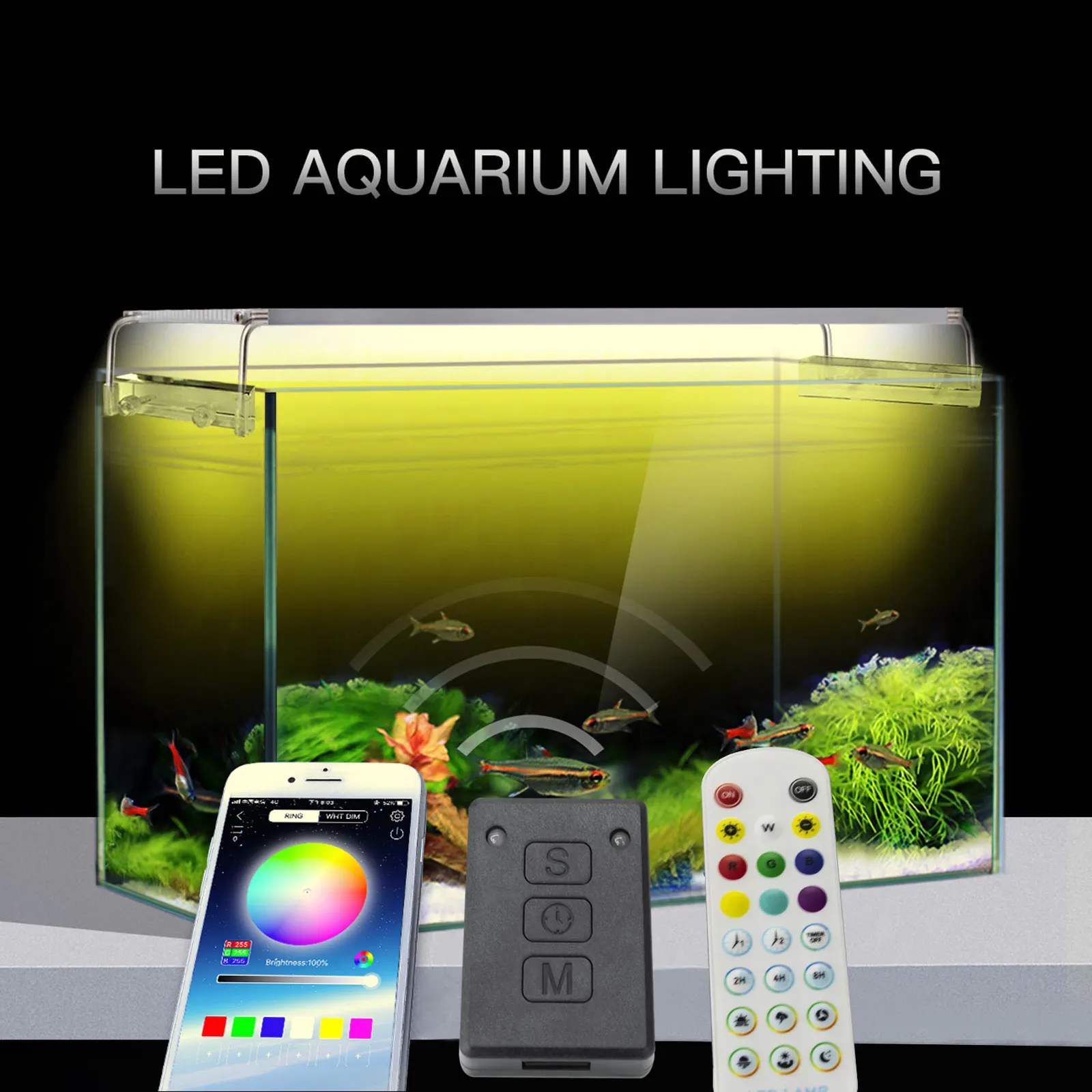 Zhongji-30-80CM-Aquarium-LED-Lighting-Bluetooth-APP-Control-RGB-Fish ...