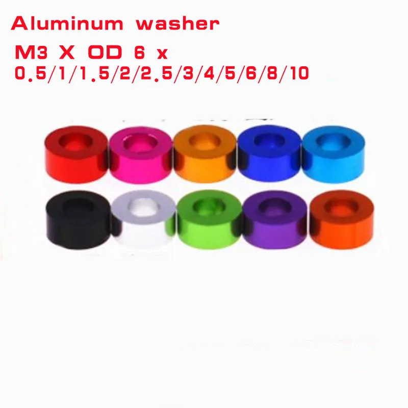 20pcs/lot m3 aluminum flat washer M3*6*0.5/1/1.5/2/2.5/3/4/5/6/8/10mm ...