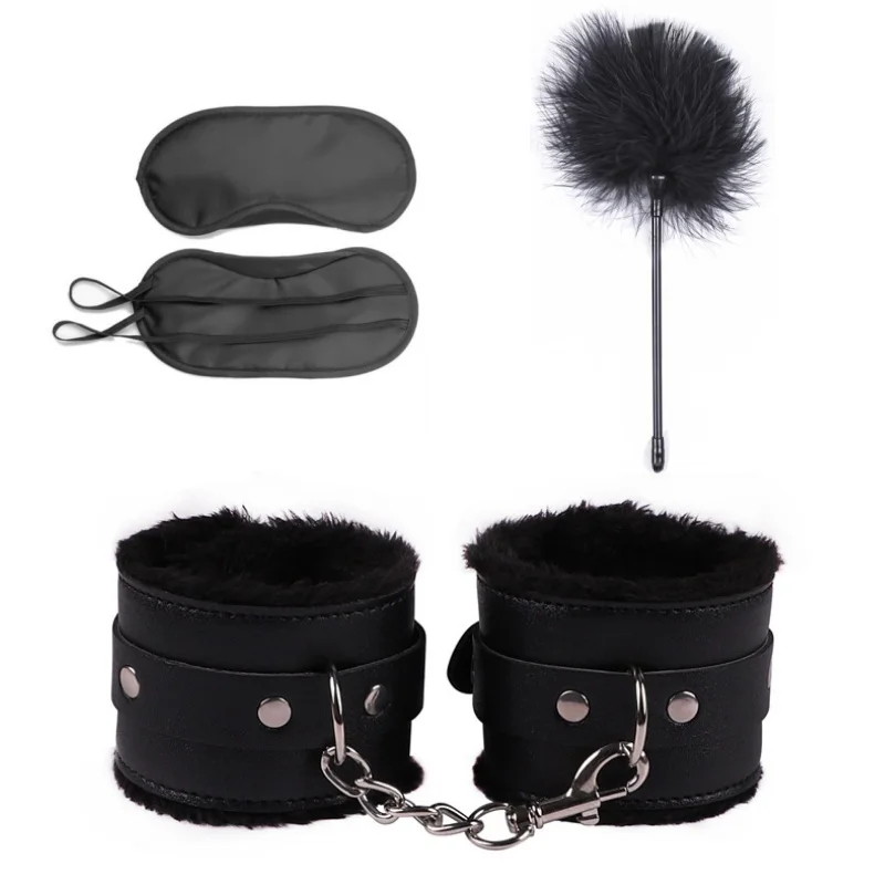 BDSM-Set-Sexy-Leather-Plush-Erotic-Handcuffs-Flirt-Feather-Stick ...