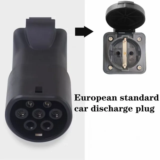 Electric Car Side Discharge Plug EV Type2 16AChargerconverterwith EU ...