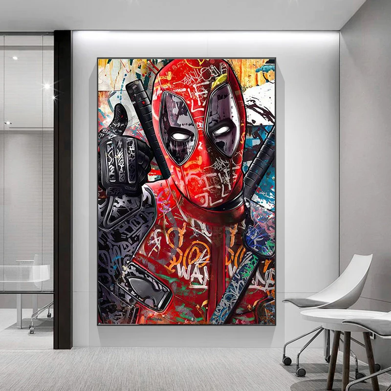 Funny-Abstract-Graffiti-Deadpool-Canvas-Paintings-Marvel-Superhero ...