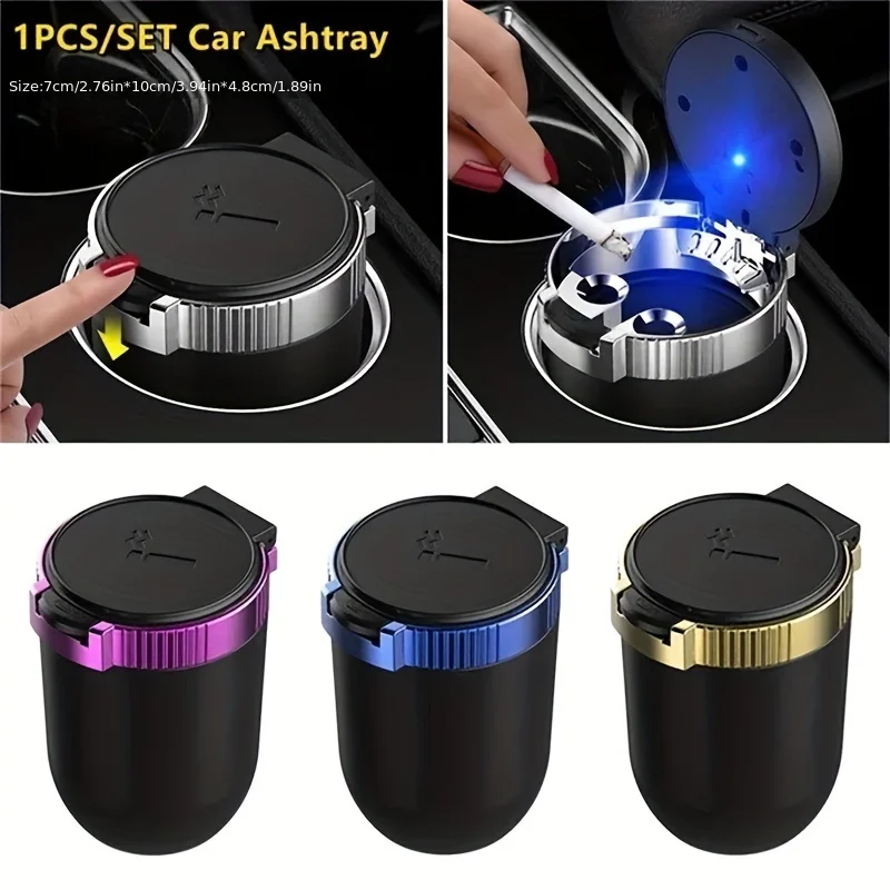 Car-Ashtray-With-LED-Light-Universal-Ash-Tray-Stainless-Steel-Cup ...