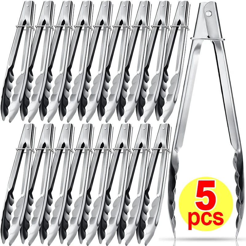 5-1Pcs-Stainless-Steel-Food-Tongs-Ice-Cubes-Salad-Bread-Clamps-Baking ...