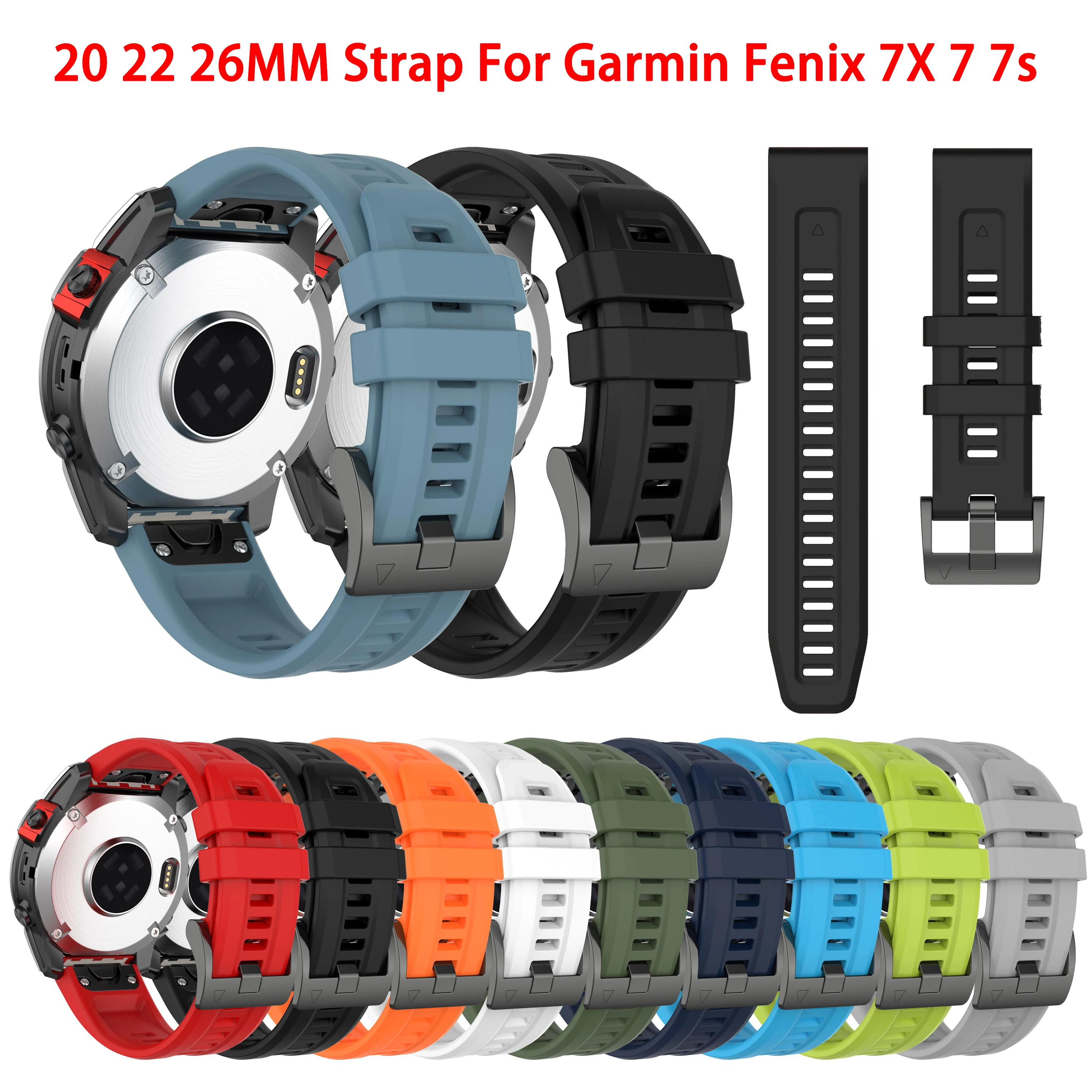 26 22 20MM QuickFit Strap for Garmin Fenix 7 7X Pro 6X 6S Pro 5X Plus ...