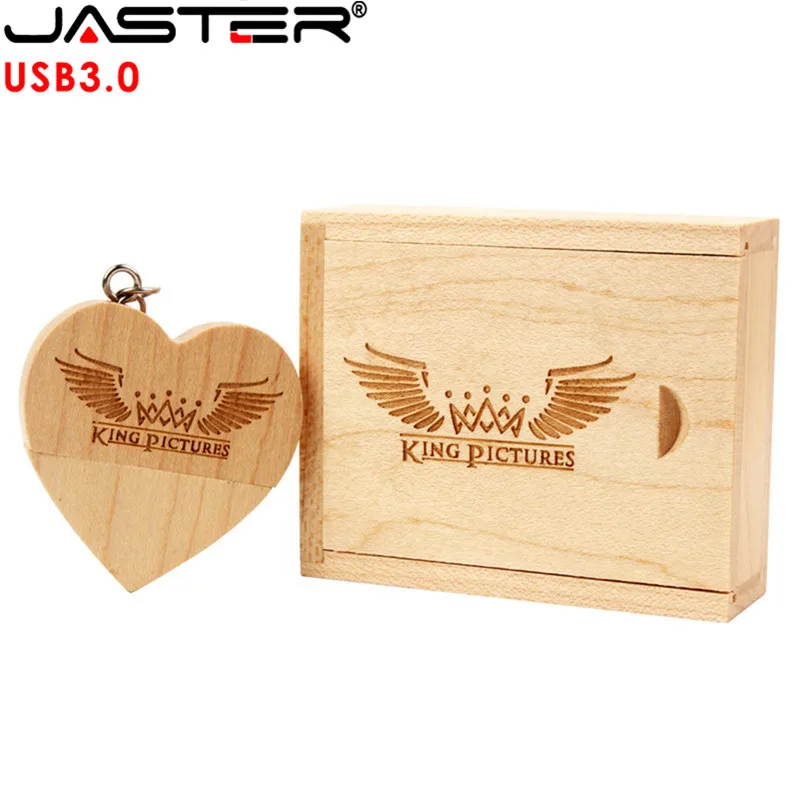 Jaster Usb 3.0 Wooden Heart Flash Drive + Packing Box Pendrive 64gb ...