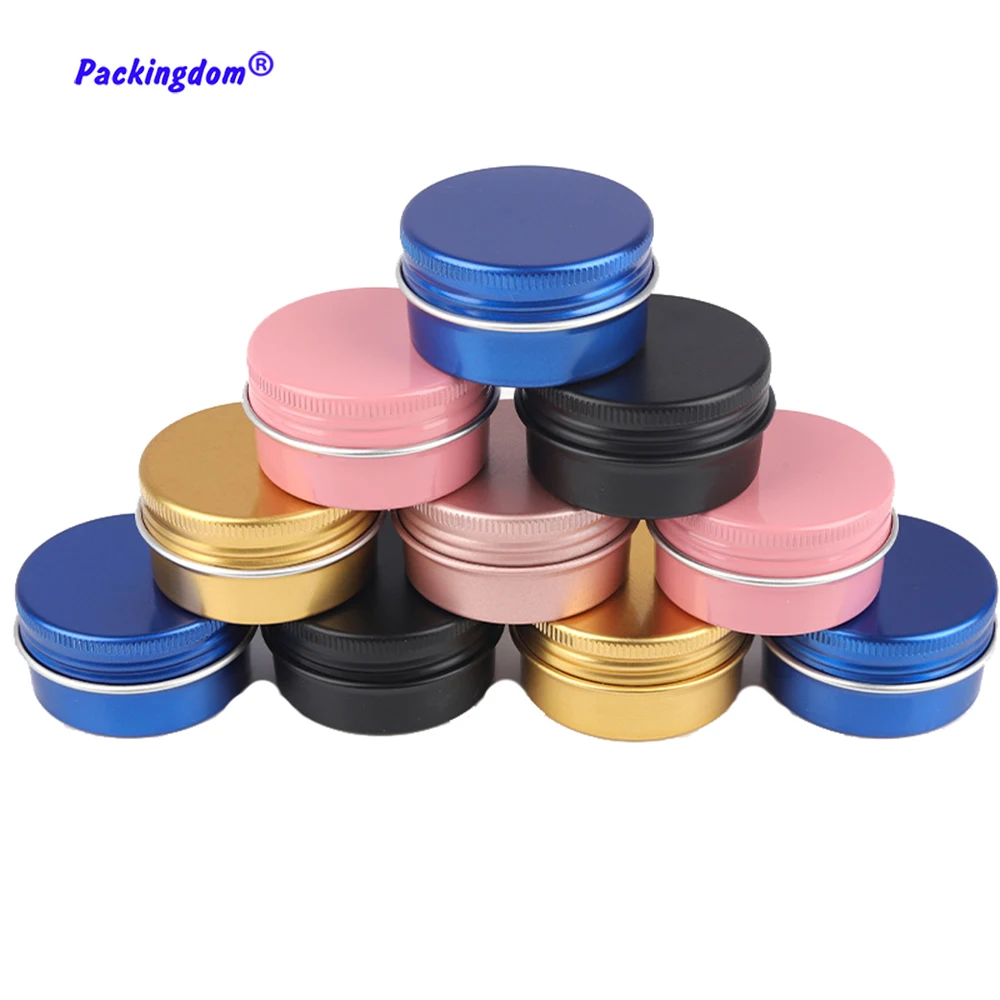 50pcs Empty Cosmetic Container Aluminum Packaging Lip Balm Jar Box ...