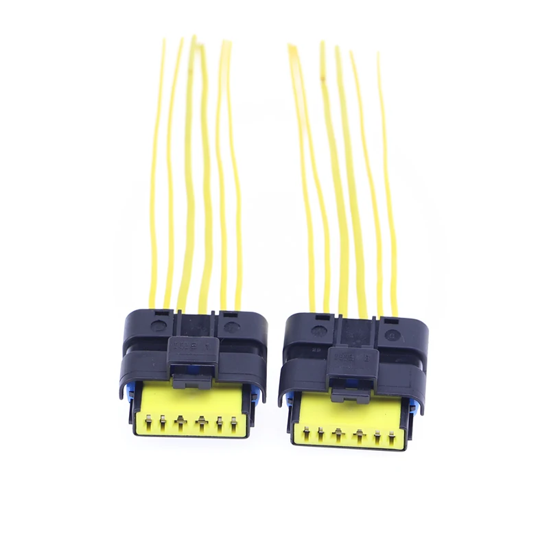 2Pcs Car Socket Connector Wire Harness Female 6 Pin Way For Peugeot ...