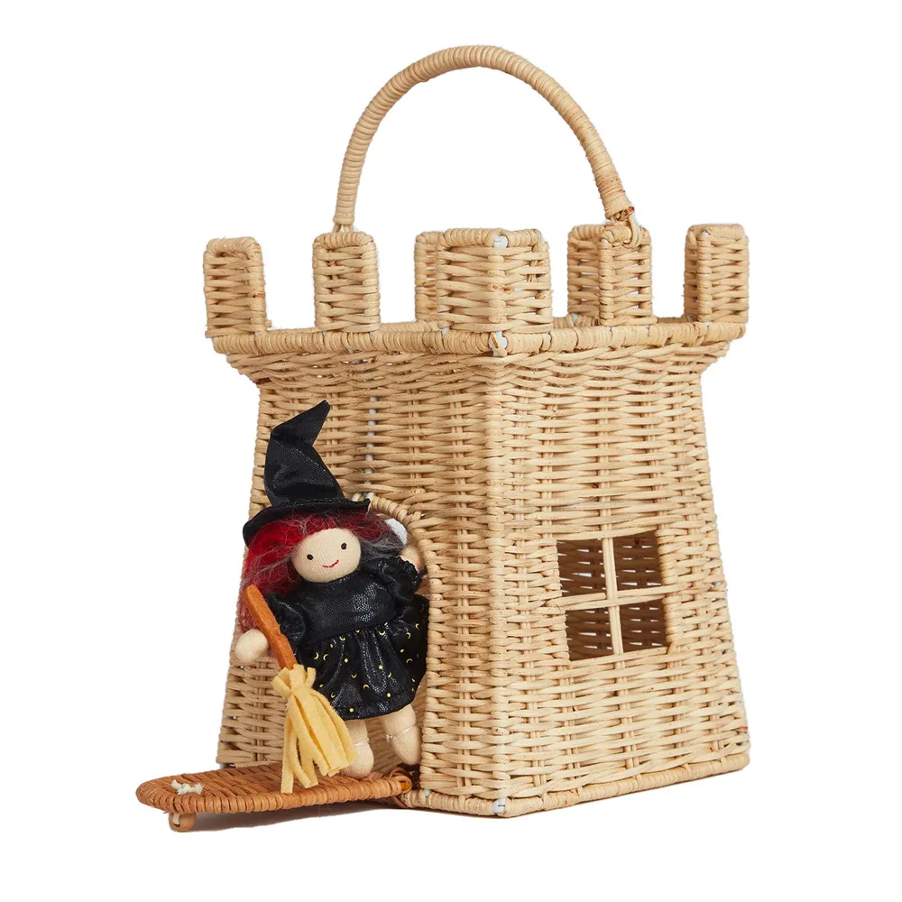 Handmade Castle Design Rattan Bag Wicker Woven Handbag Summer Straw ...