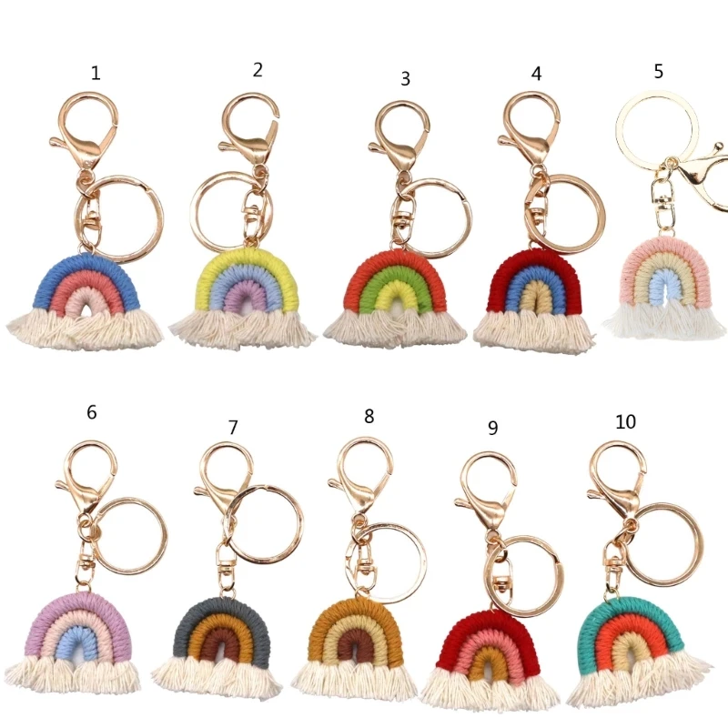 Rainbow-Charm-Keychains-Sweet-Weaving-Rainbow-Tassels-Car-Keyring ...