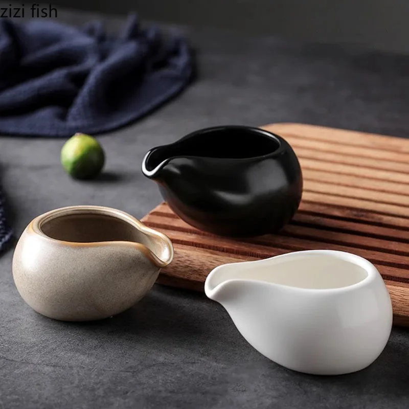 Retro Ceramic Matte Gravy Boats No Handle Honey Milk Cup Restaurant ...