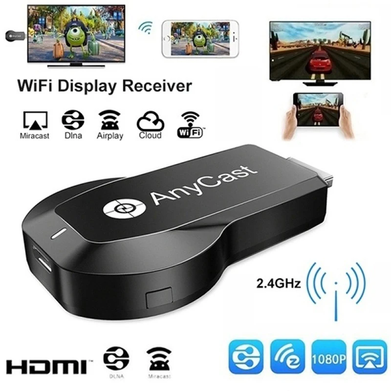 Miracast Airplay HDMI 호환 1080P TV USB 와이파이 무선 디스플레이 동글 어댑터, M2 화면 모니터 ...