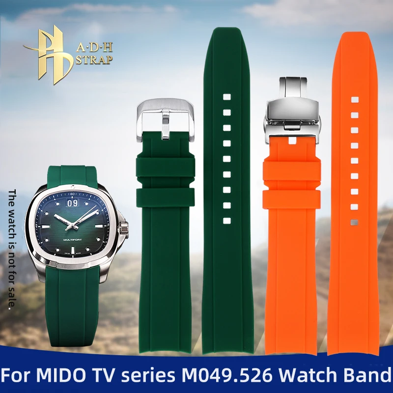 Curved-Waterproof-Silicone-Watch-Strap-For-Mido-New-Multifort-TV-Series ...