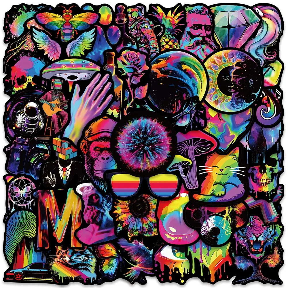 50pcs-Funny-Cartoon-Rainbow-Trippy-Hippie-Graffiti-Stickers-For-Laptop ...