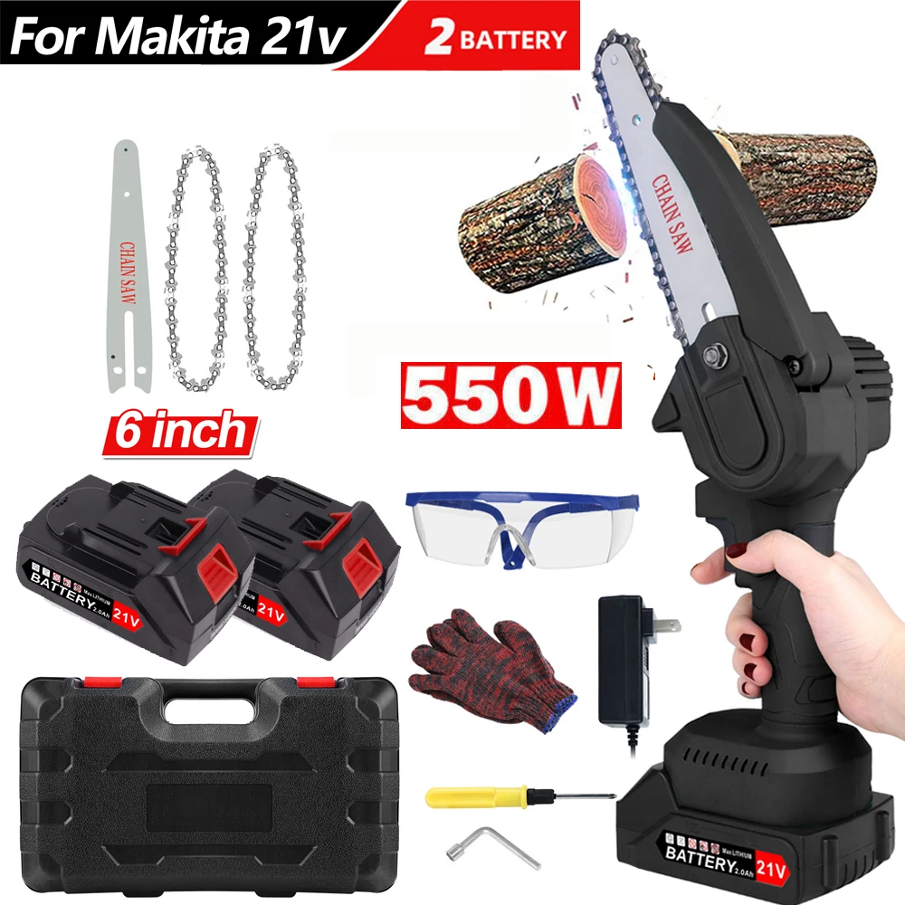 Powsawer-21V-Electric-Mini-6-Inch-Chainsaw-Portable-Chain-Saw-Cordless ...