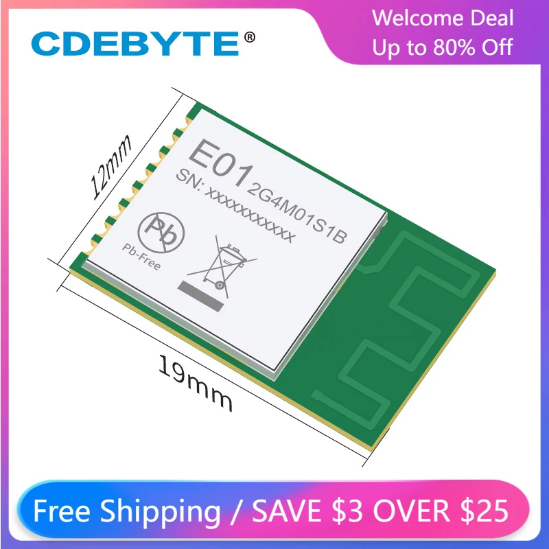 E01-2G4M01S1B-2-4GHz-SMD-Wireless-Transceiver-Module-PCB-Antenna-5dBm ...