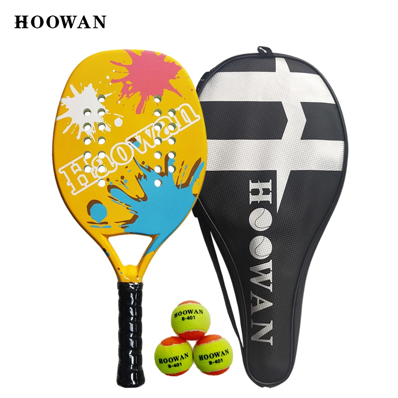 HOOWAN Beach Tennis Racket Carbon Frame and Glassfiber Face Fine Finish ...