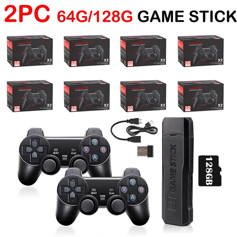 2pc Gd10 Retro Game Console 4k Hd Output Low Latency Tv Game Stick 2.4g ...