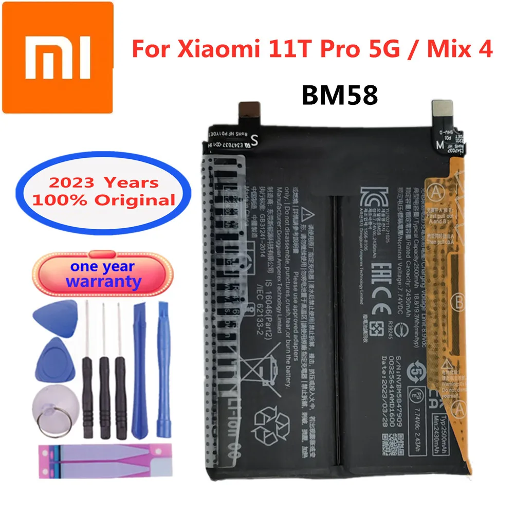New 100% Original Xiaomi 11T Pro 5G Mix 4 Mix4 Rechargeable Battery BM58 Cellphone Built in Li ...
