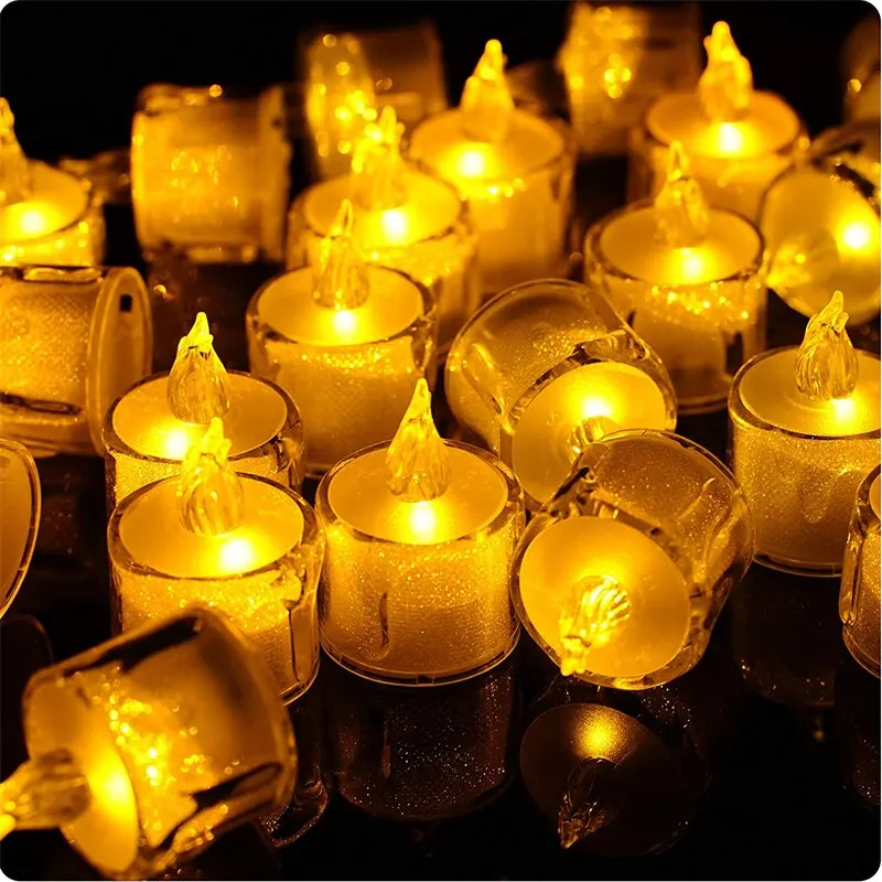 24Pcs-Flameless-LED-Light-Candle-Crystal-Candle-Light-Transparent-Shell ...