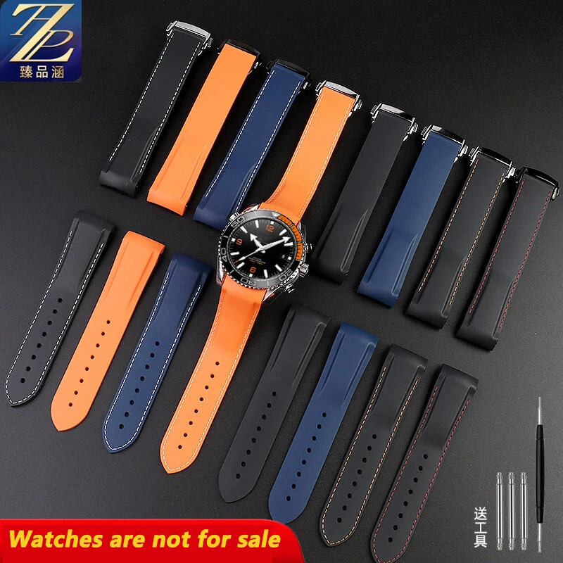 20mm 21mm 22mm Folding buckle Curved End Rubber Silicone Watch Bands ...