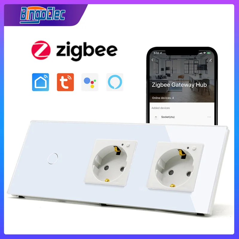 BINGOELEC-ZigBee-Touch-Switch-EU-Standard-ZigBee-Socket-Glass-Panel ...