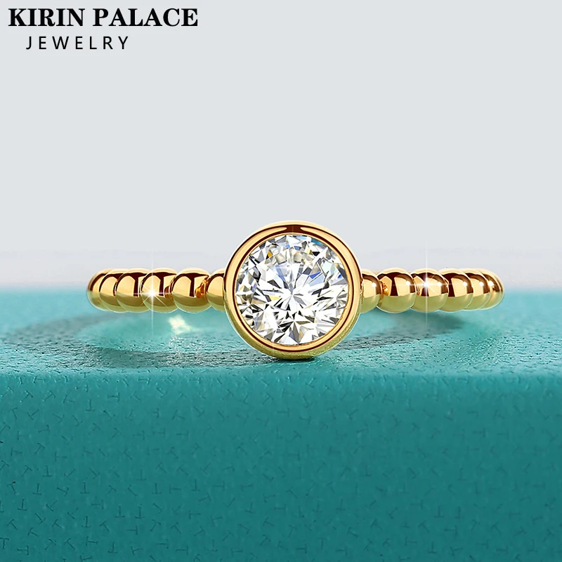 0-5CT-5mm-Moissanite-AU750-Rings-for-Women-Solid-18K-Yellow-Gold-With ...