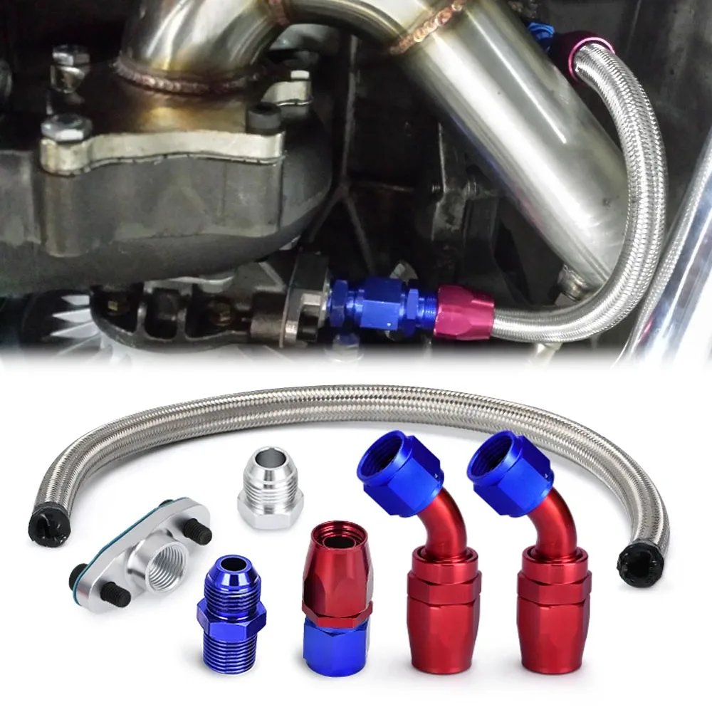 10AN turbo steel braided oil drain return line AN10 T3 T4 T04E T70 T60 ...