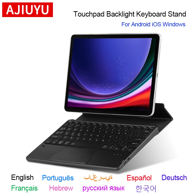 AJIUYU-Teclado-Touchpad-sem-fio-com-luz-de-fundo-Samsung-Galaxy-Tab-S9 ...