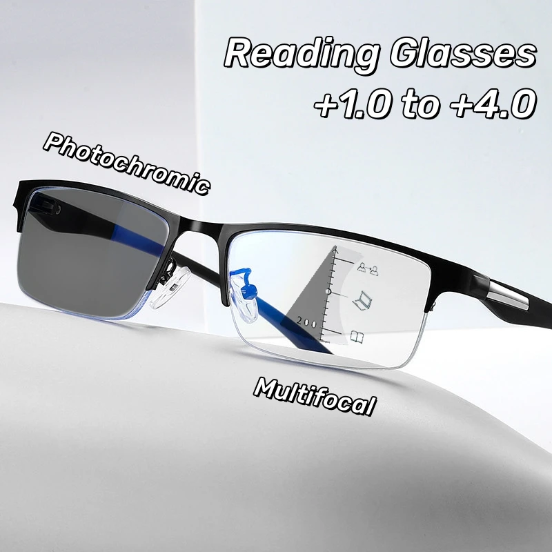 Progressive Multifocal Photochromic Reading Glasses Anti-blue Light Far ...