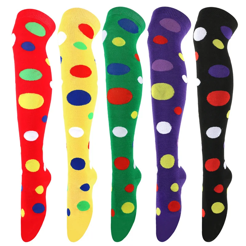 Happy-Funny-Animel-Cosplay-Clown-Stocking-Candy-Color-Round-Dots-Over ...