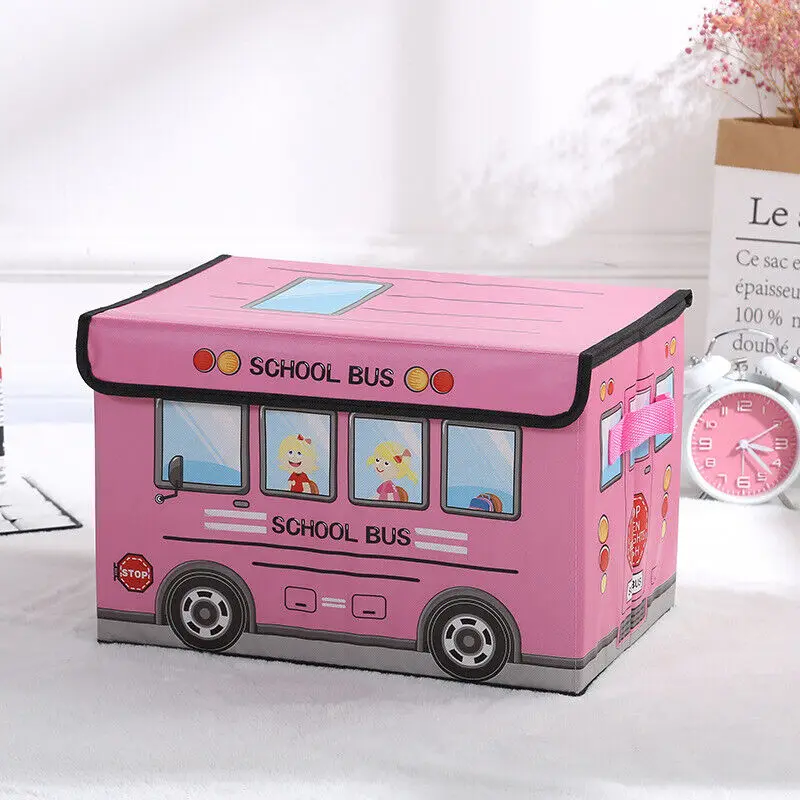 MultiFunction-Collapsible-Storage-Box-Cartoon-School-Bus-Foldable-Kid ...