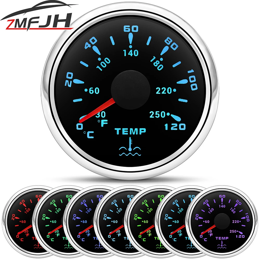 7 Colors Backlight Water Temperature Gauge 0-120 ℃ 30-250℉ Water Temp ...