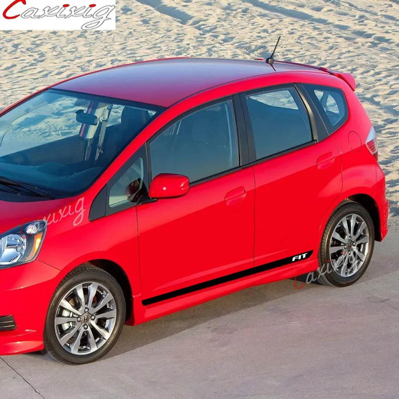 2pcs-Carbon-Fiber-Stripes-Car-Door-Side-Skirt-Sticker-For-Honda-Fit ...