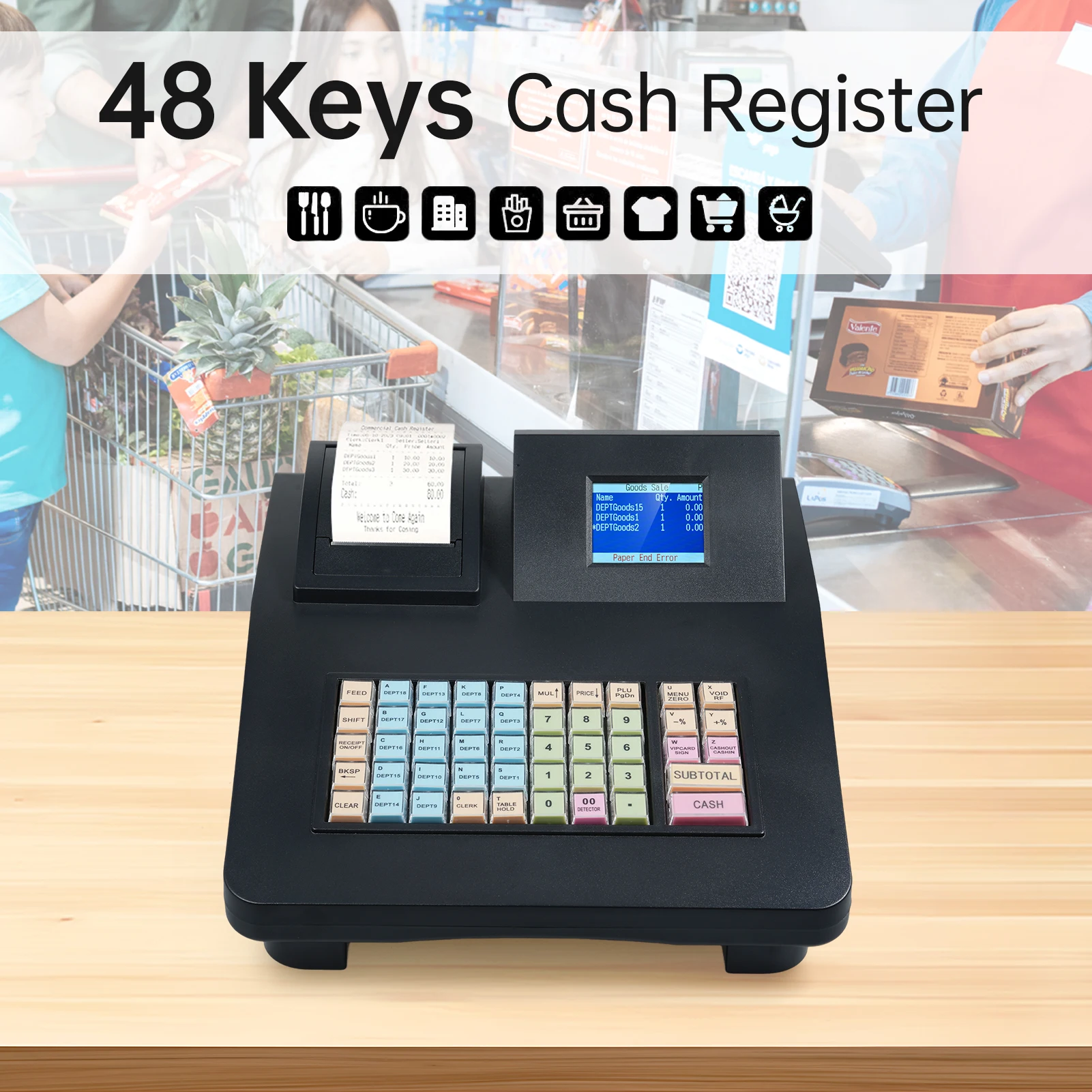 Electronic-Cash-Register-with-48-Keys-Dual-Screen-Display-Simple ...