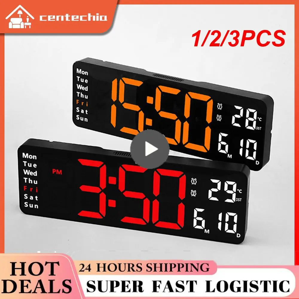1-2-3PCS-Large-Digital-Wall-Clock-Remote-Control-Temp-Date-Week-Display ...