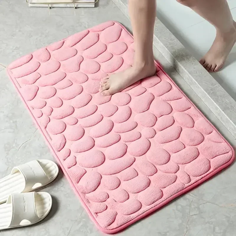 1pc-Cobblestone-Bath-Mat-Stone-Textured-Rapid-Water-Absorbent-Non-Slip ...