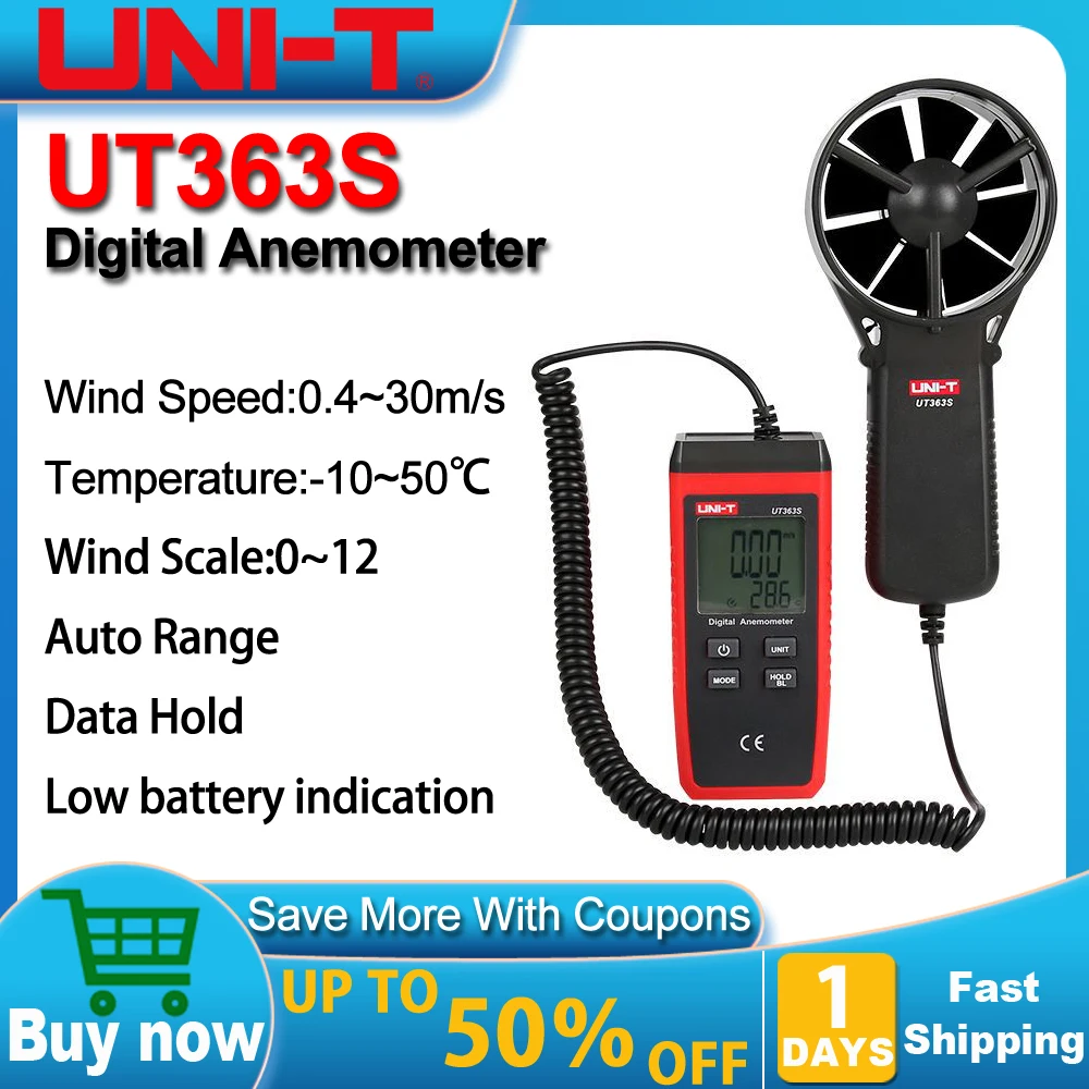 UNI-T-UT363S-Mini-Anemometer-Wind-Speed-Temperature-Tester-LCD-Display ...